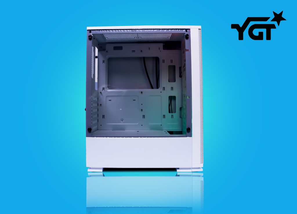 YGT ATX K1 GAMING PC CASE Tempered glass white ATX/Micro-ATX/Mini-ITX ...