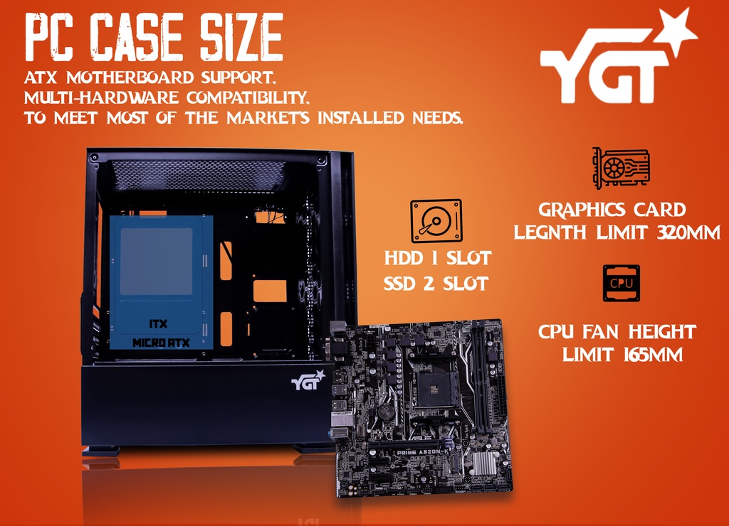 YGT B-709 black white Tempered Glass Micro-ATX/ITX Gaming PC/ Desktop ...