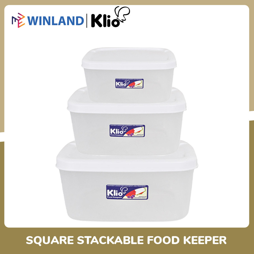 Klio by Winland Square Stackable Food Keeper Kitchenware Container Storage Bin KL-S00(WHT ...