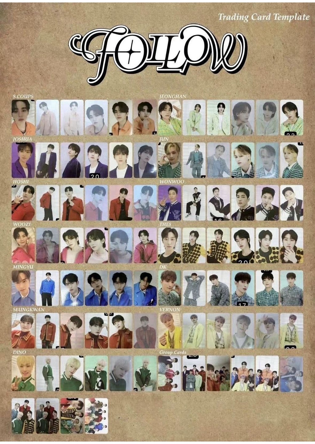 8ea 1set(random) Kpop Idol Seventeen Follow Tour Trading Card Set | Shopee Philippines