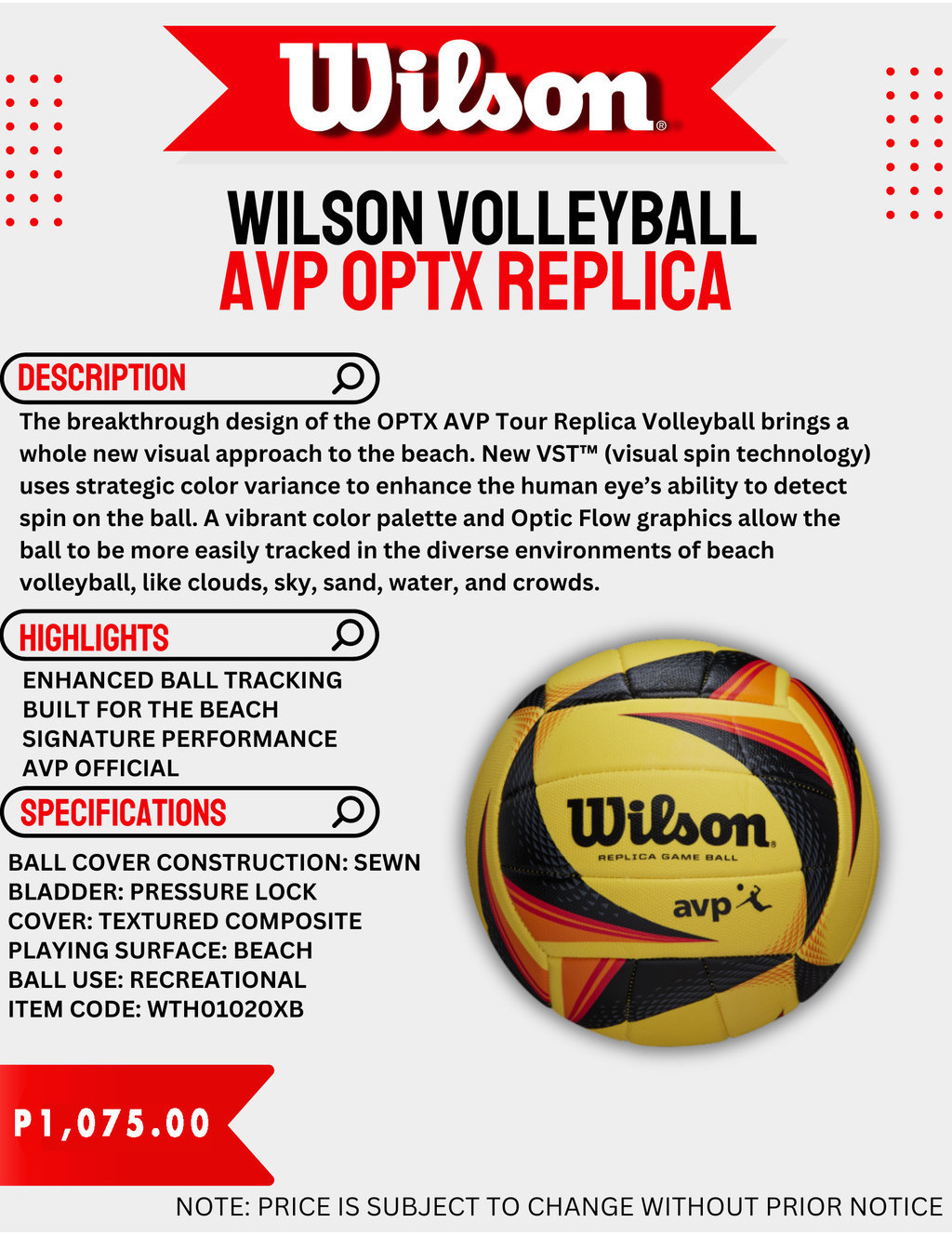 Toby's Sports | Wilson Volleyball OPTX AVP VB Replica | Shopee Philippines