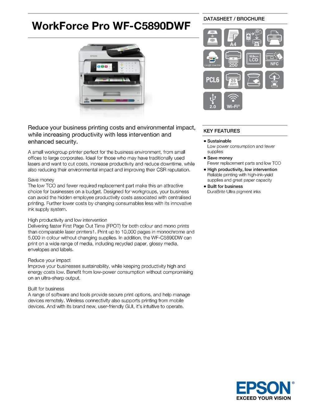 Epson WorkForce Pro WF-C5890 Color Multifunction Printer C5890 | Shopee ...