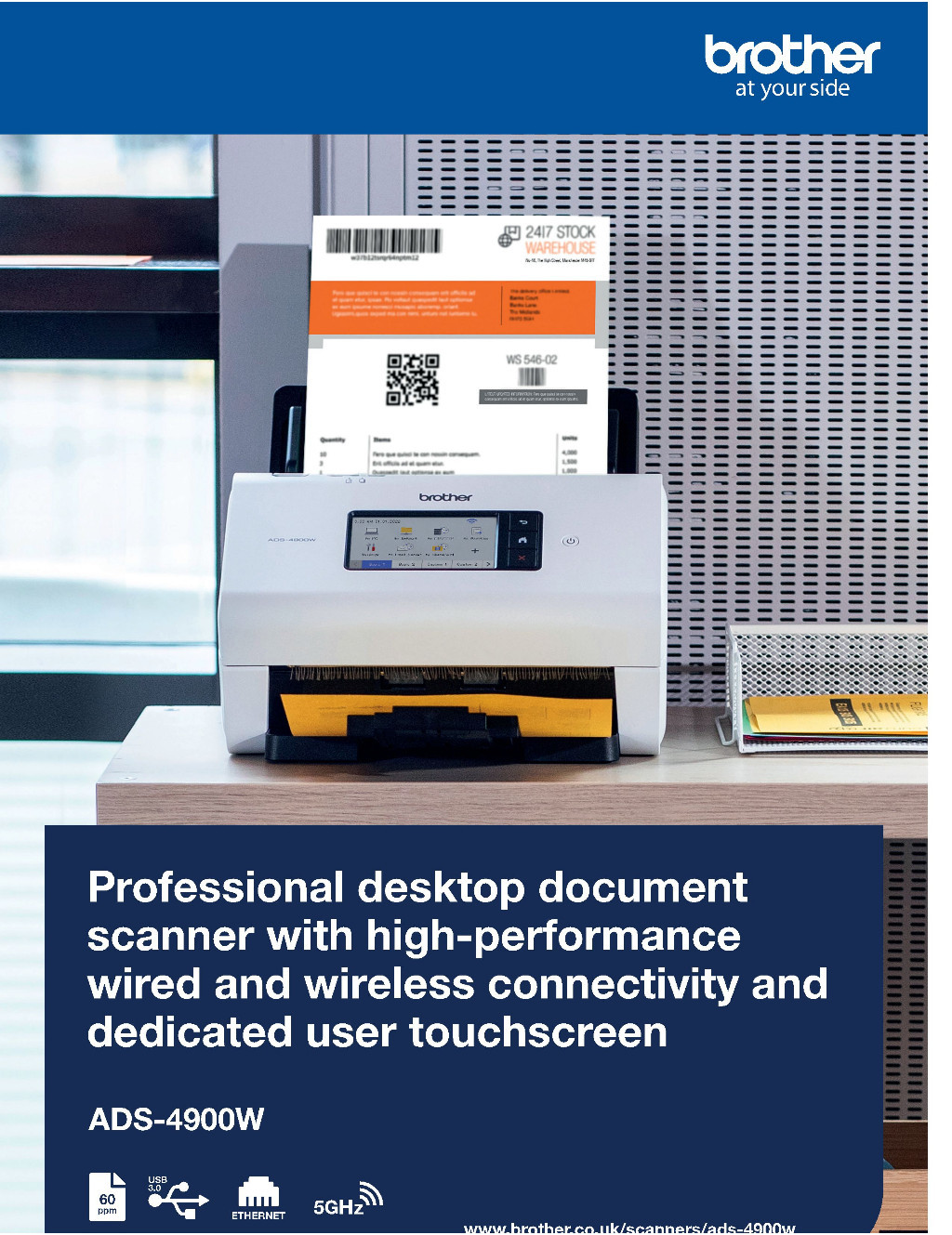 Brother ADS-4900W Professional Desktop Document Scanner ADS 4900 ...