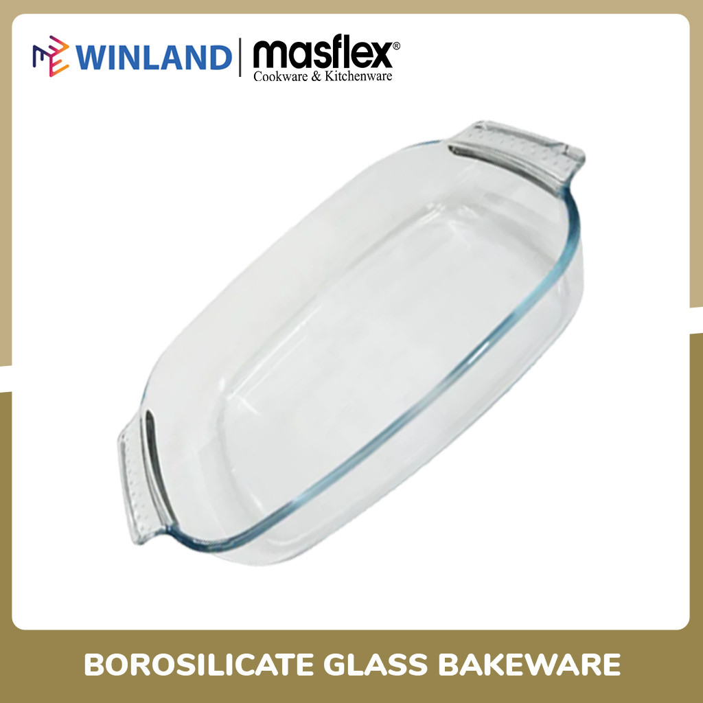 Masflex by Winland 2.7L Deep Rectangular Borosilicate Glass Bakeware High Quality Pure Glass FE ...
