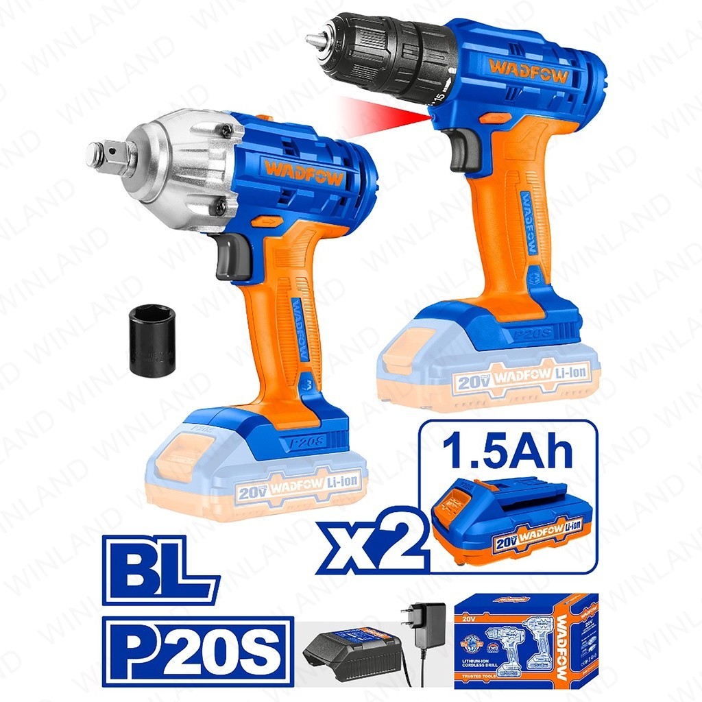Wadfow by Winland P20S Lithium-Ion Combo Kit Cordless Drill and Impact ...
