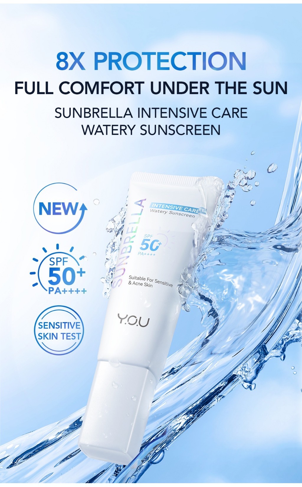 Y.O.U Sunbrella Intensive Care Aqua Sunscreen SPF50+ PA++++ | Sensitive ...