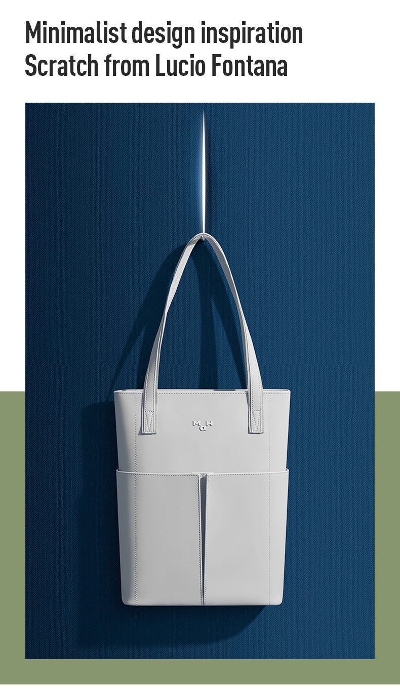 MAH 2812 Line PU Tote Bag with Waterproof Fabric Fashion Laptop Bag 14 ...