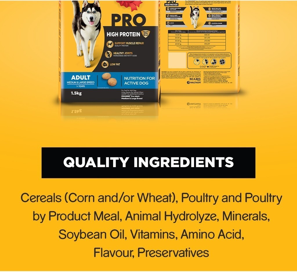 PEDIGREE Pro High Protein Dry Dog Food for Medium And Large Breed Dogs ...