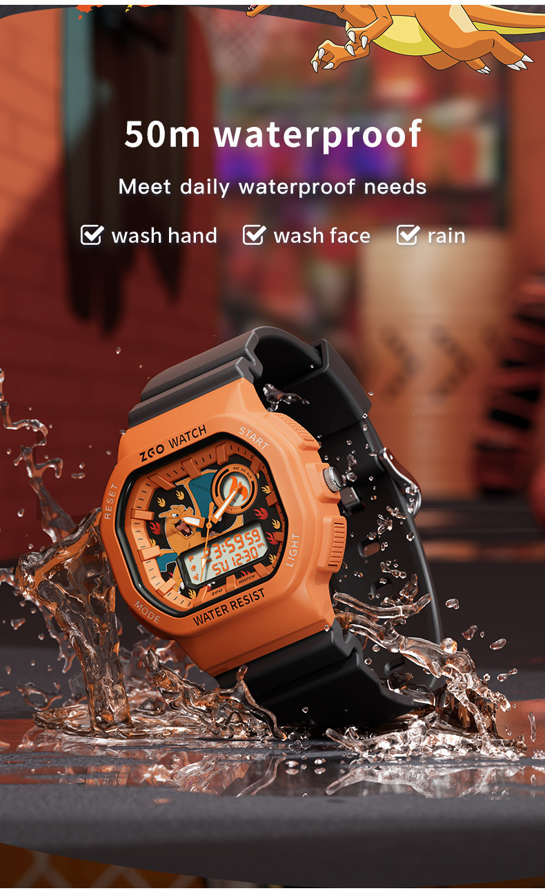 ZGO x Pokemon Watch For Man Luminous Waterproof Dual Time Charizard ...