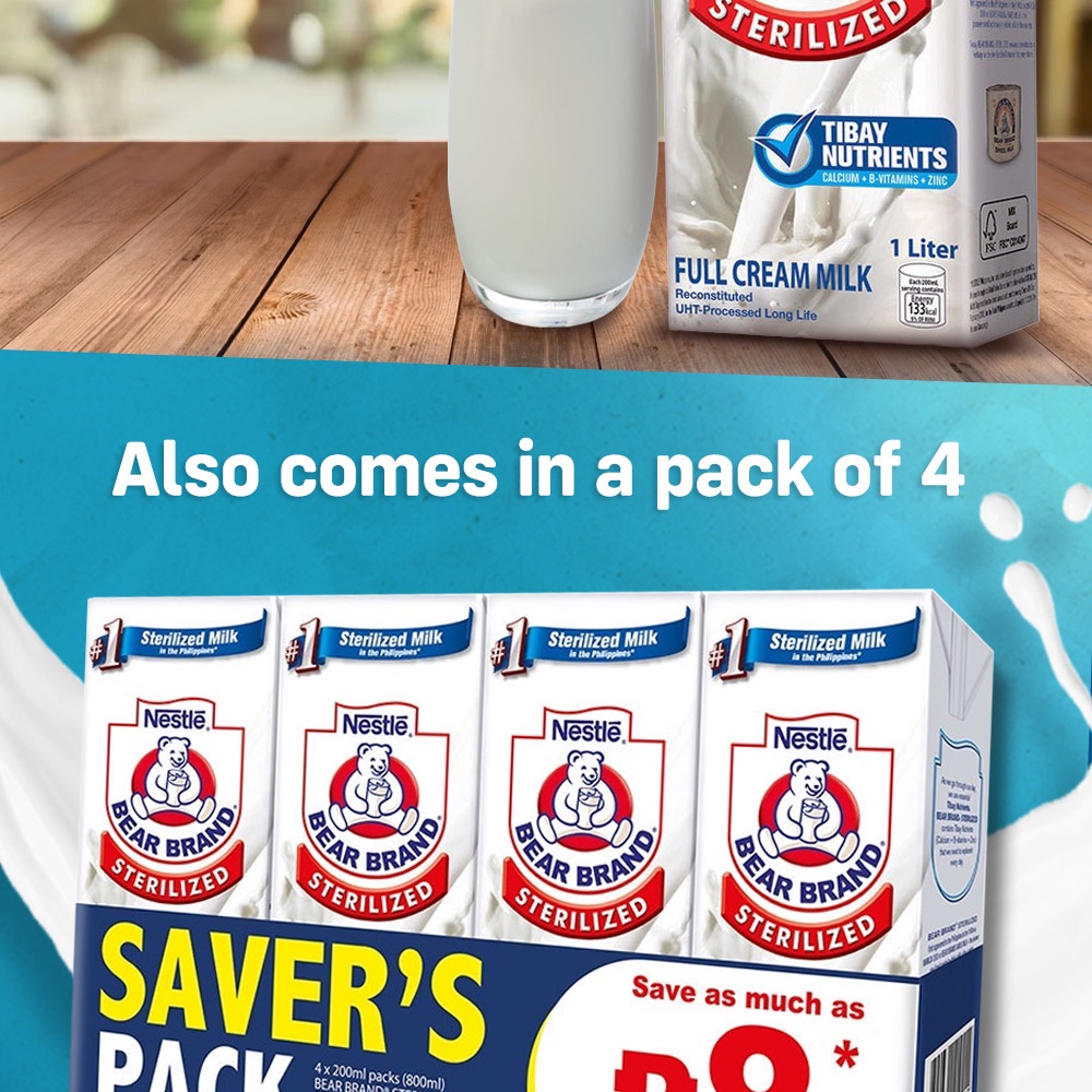 Bear Brand Sterilized UHT Milk with Gingko Biloba 200ml - Pack of 2 ...