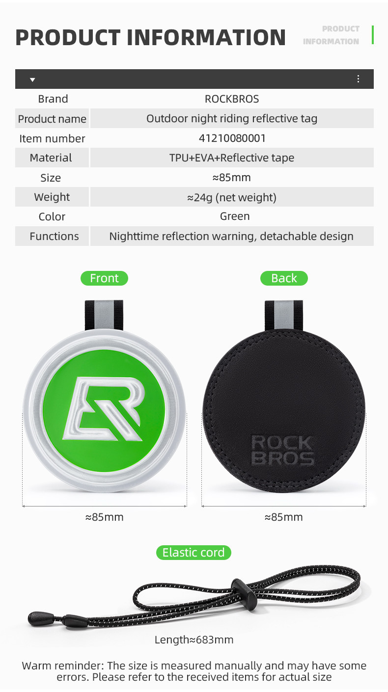 ROCKBROS Warning Tag Night Riding Reflective Detachable Clothes Bag ...