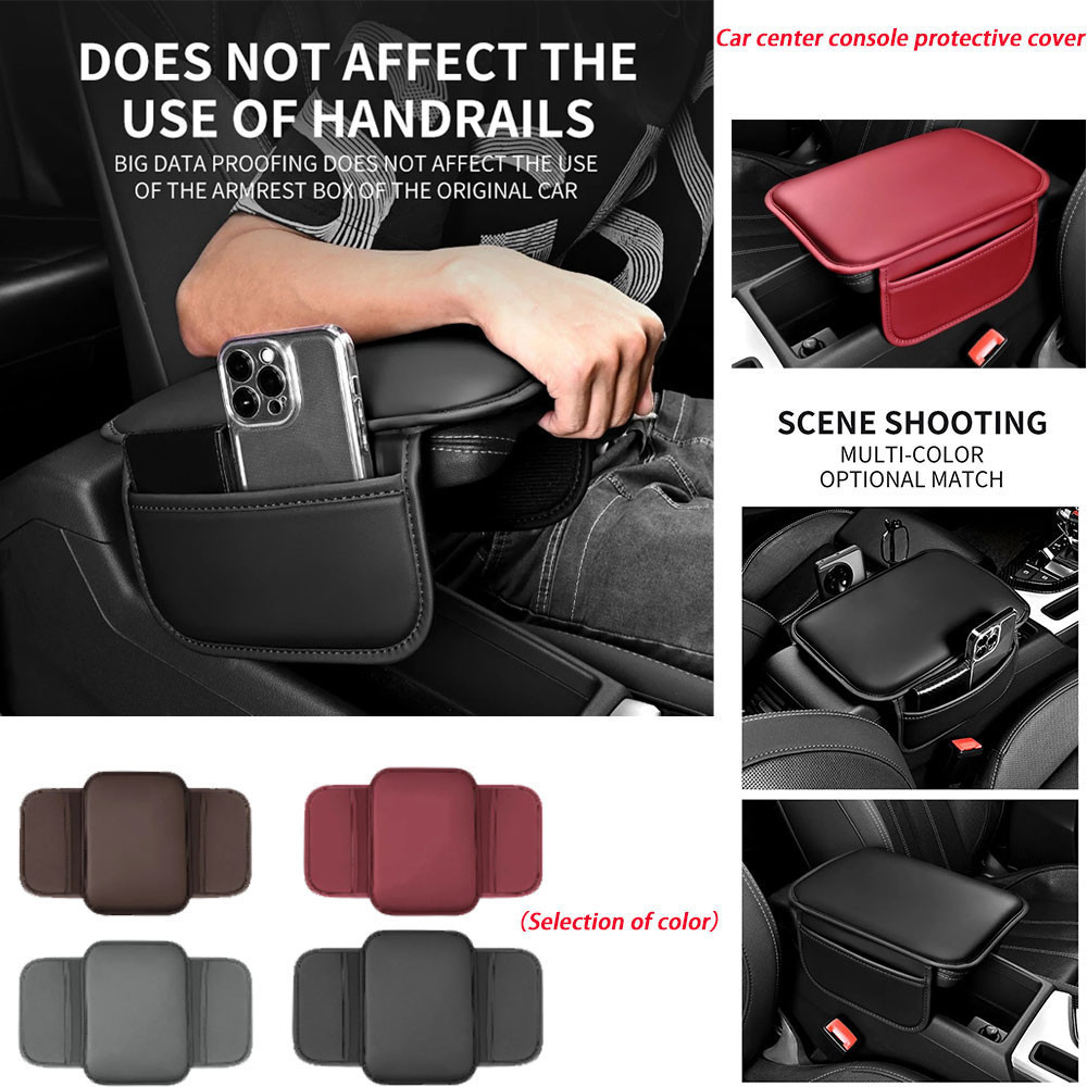 PU Leather Car Armrest Mat Center Console Arm Rest Protection Cushion ...