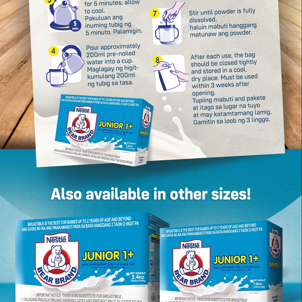 Bear Brand Junior Milk Supplement For Children 1-3 Years Old 2kg ...