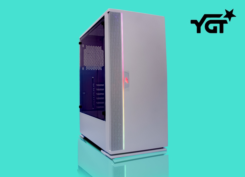 YGT ATX K1 GAMING PC CASE Tempered glass white ATX/Micro-ATX/Mini-ITX ...