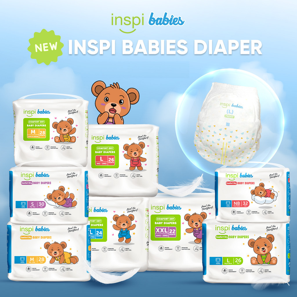 INSPI Babies Comfort Dry Baby Diaper for Baby Taped Newborn - Large ...