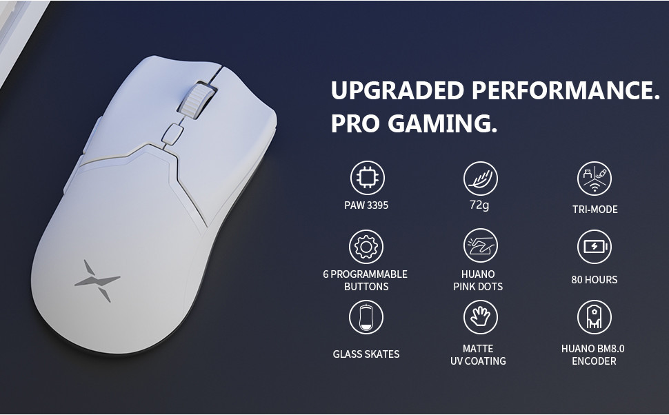 Delux M800 Pro PAW3395 26000DPI 50G ACC 650IPS Bluetooth 2.4g Wireless Gaming Mouse Lightweight ...