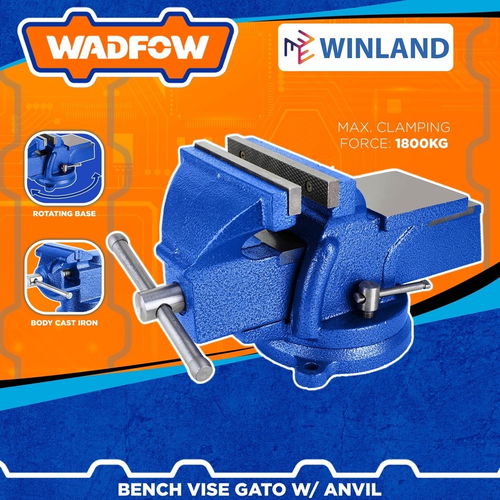 Wadfow by Winland Bench Vise Gato With Anvil Tape 8"/200mm WBV1A08 WAD ...