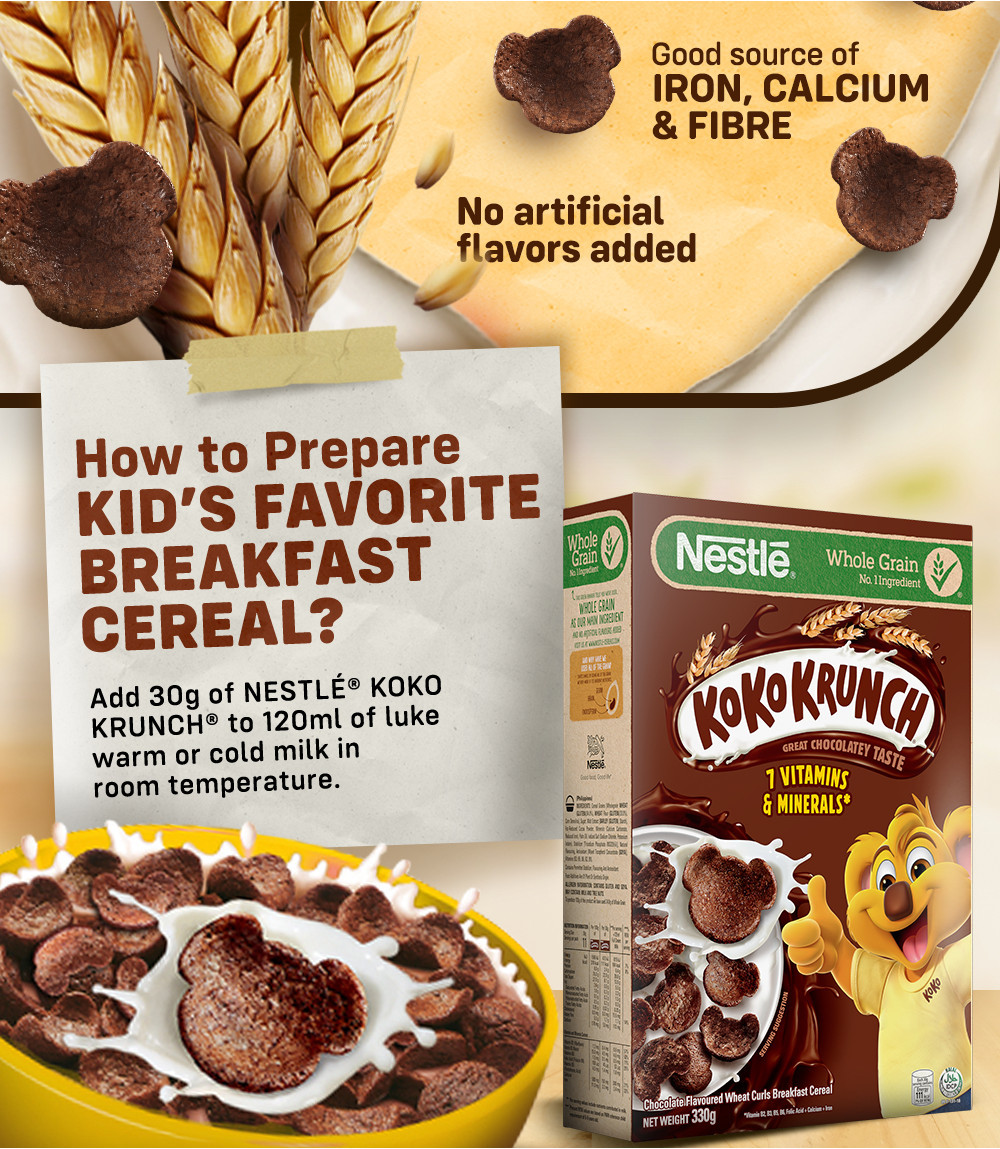 Koko Krunch Chocolate Breakfast Cereal 450g - Whole Grain, Vitamins ...