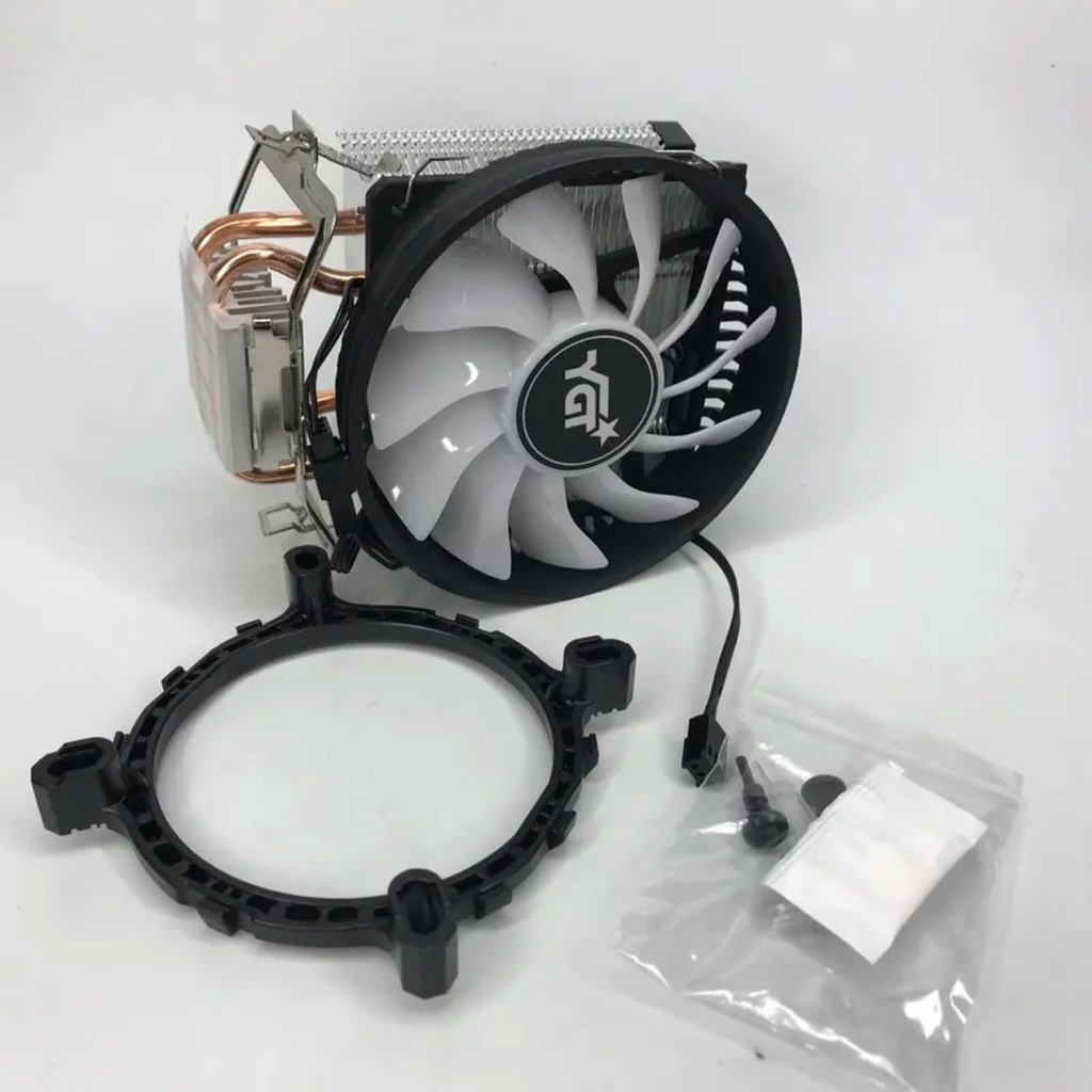 YGT CL2913 RGB CPU Cooler 110mm Rainbow LED Fan 2 Heatpipes Silent for ...
