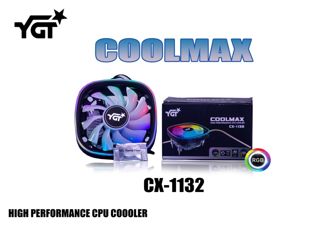 YGT COOLMAX CX-1132 CPU COOLER, 3-PIN 1900RPM 900W 12V AURA SYNC RGB ...