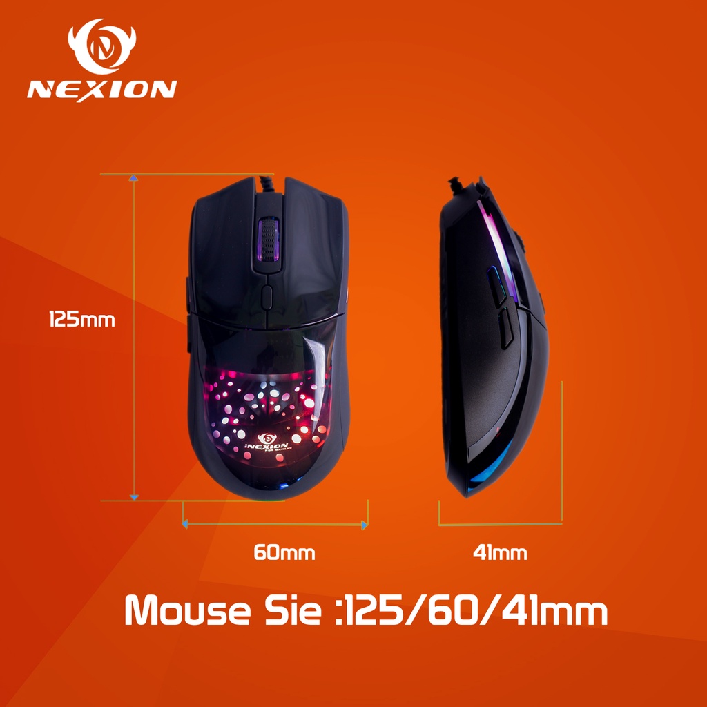 Nexion GM912 New Design RGB 7D Gaming Mouse Six Stage Dpi Polling Rate ...