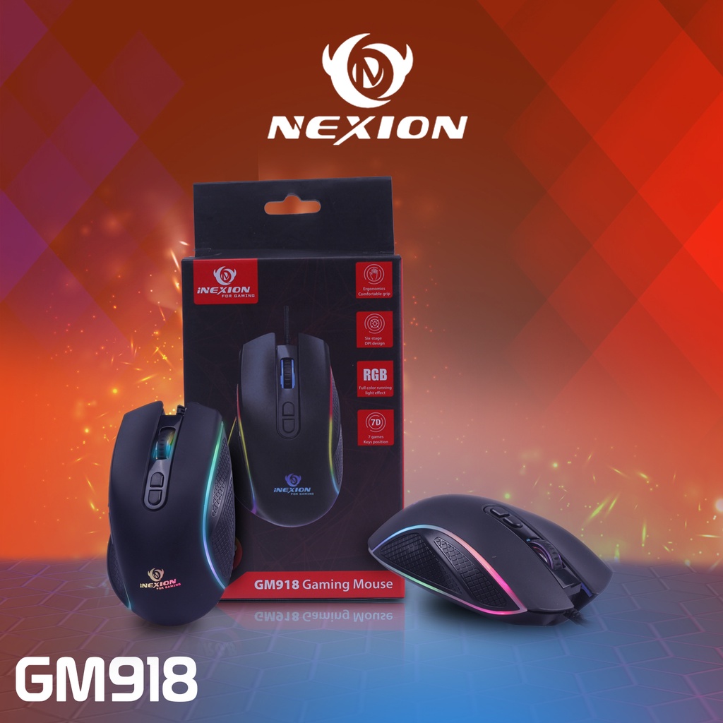 Nexion GM918 New Design RGB 7D Gaming Mouse Six Stage Dpi Ergonomic ...