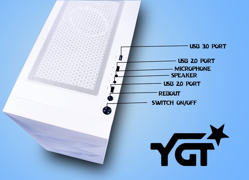YGT B-709 black white Tempered Glass Micro-ATX/ITX Gaming PC/ Desktop ...