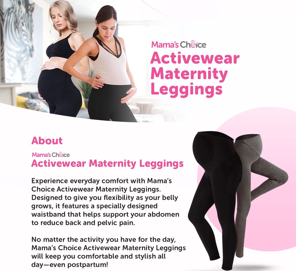 Mama's Choice Activewear Maternity Leggings | Soft Cotton | Full Length ...