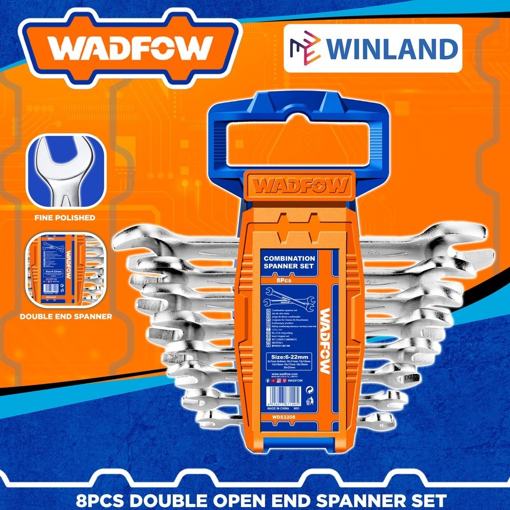 Wadfow by Winland 8Pcs Double Open End Spanner Wrench Tools Set WDS2208 ...