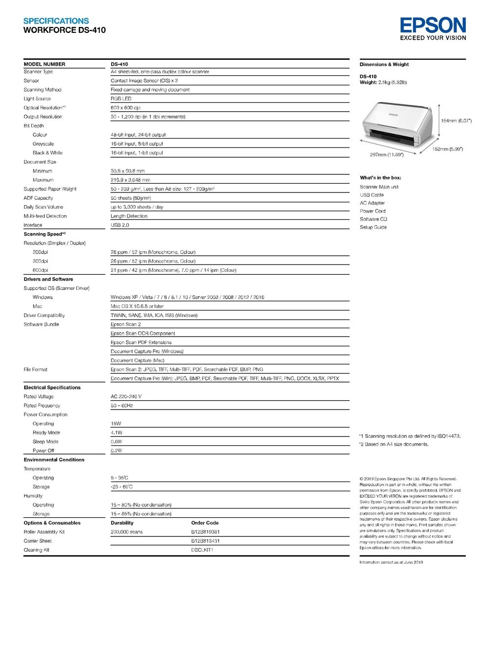 Epson WorkForce DS-410 Duplex Sheet-fed Document Scanner DS410 | Shopee ...