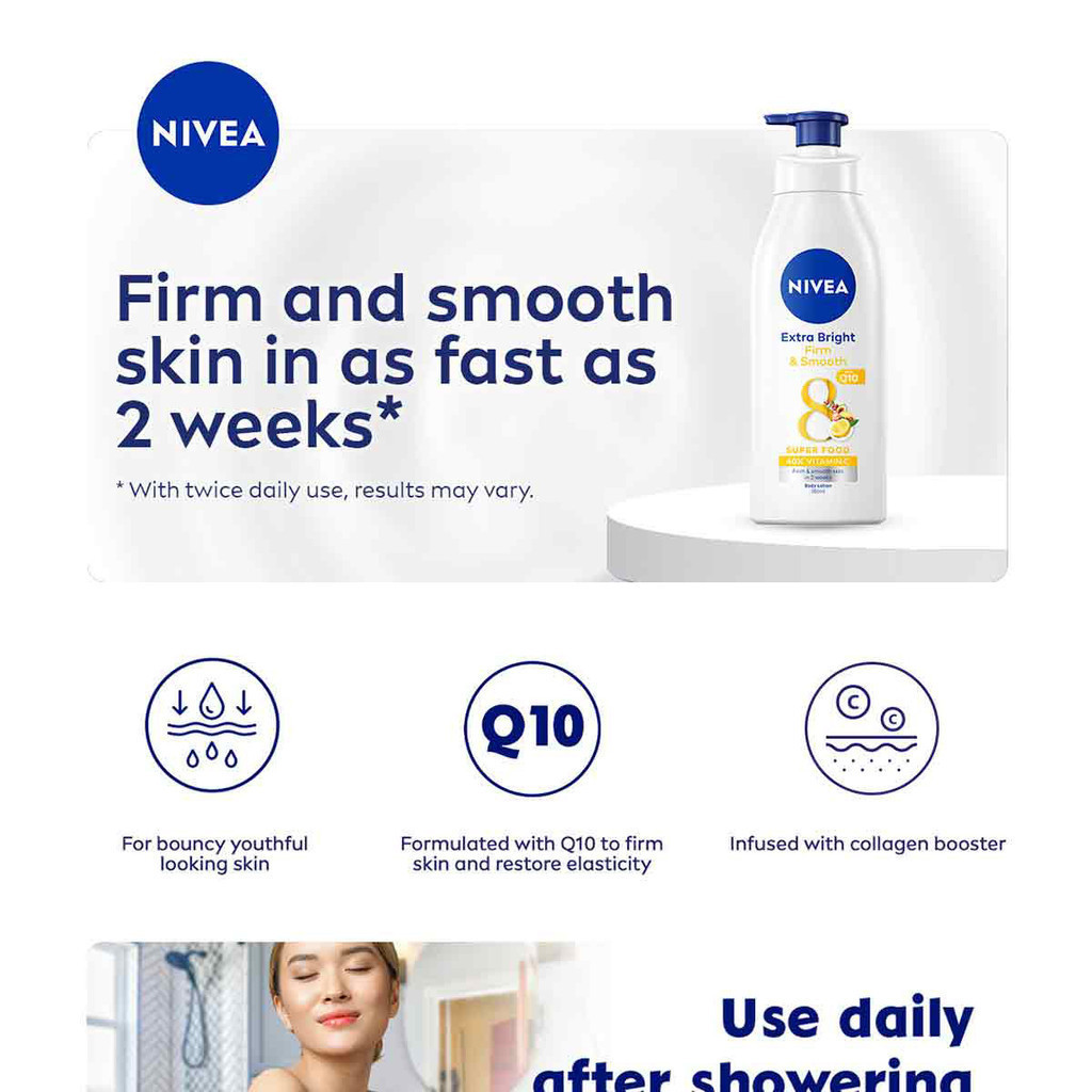 PACK OF 2 NIVEA Body Lotion Extra Bright Firm & Smooth Lotion ...