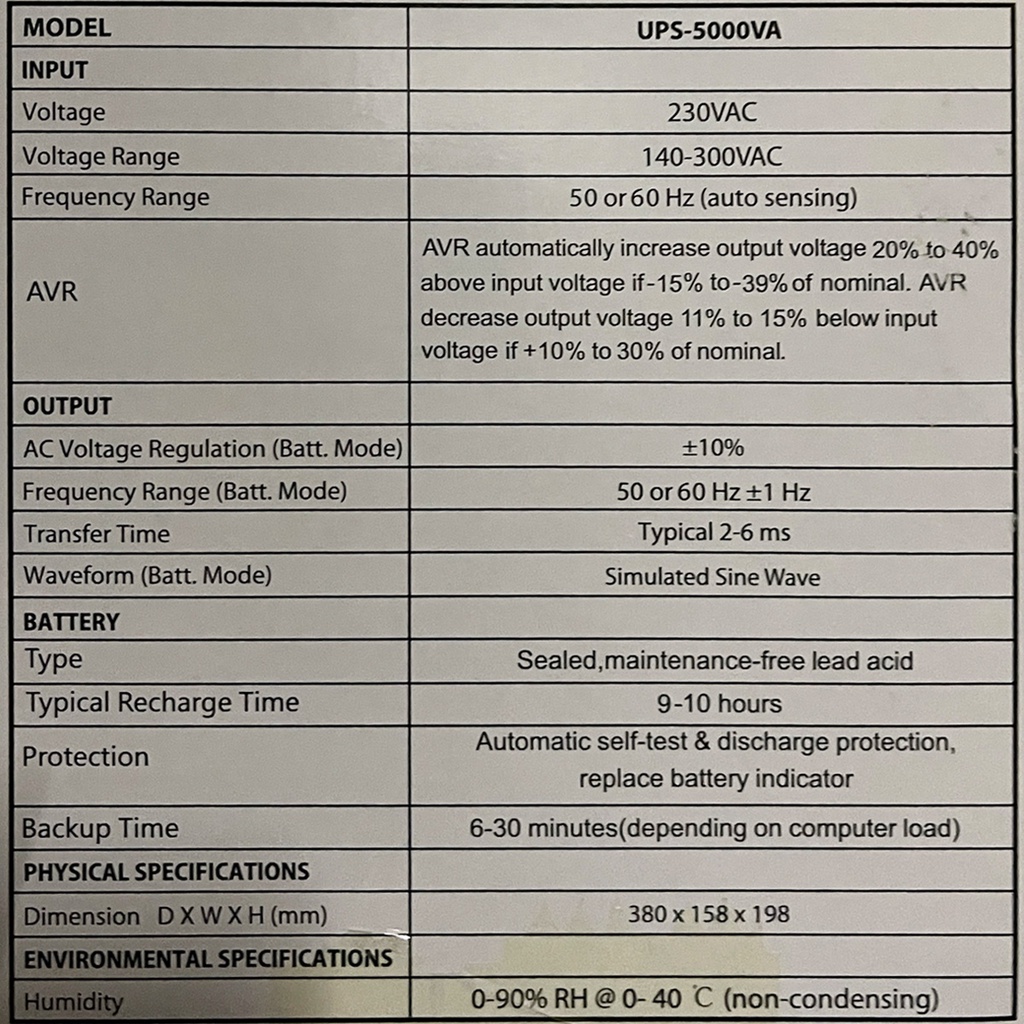 MY.PC | Secure ups 5000VA Uninterruptible Power Supply | Shopee Philippines