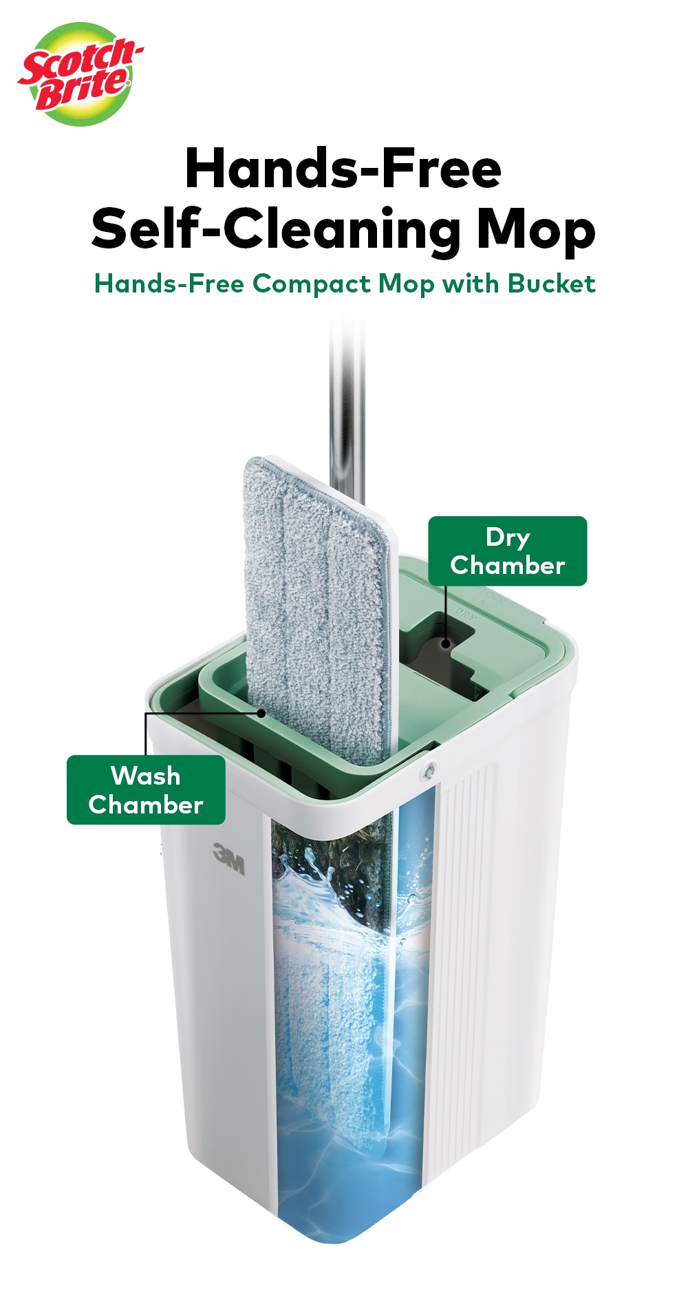 3M™ Scotch Brite™ Hands Free Compact Mop Bucket Asia, Self-Cleaning 1 ...