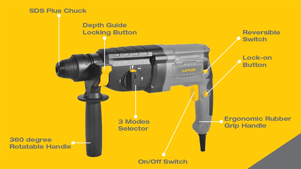 Lotus Rotary Hammer 3 LTBH3-26DRE -MODE & 2 MODE LTBH2-22DRE | Shopee ...
