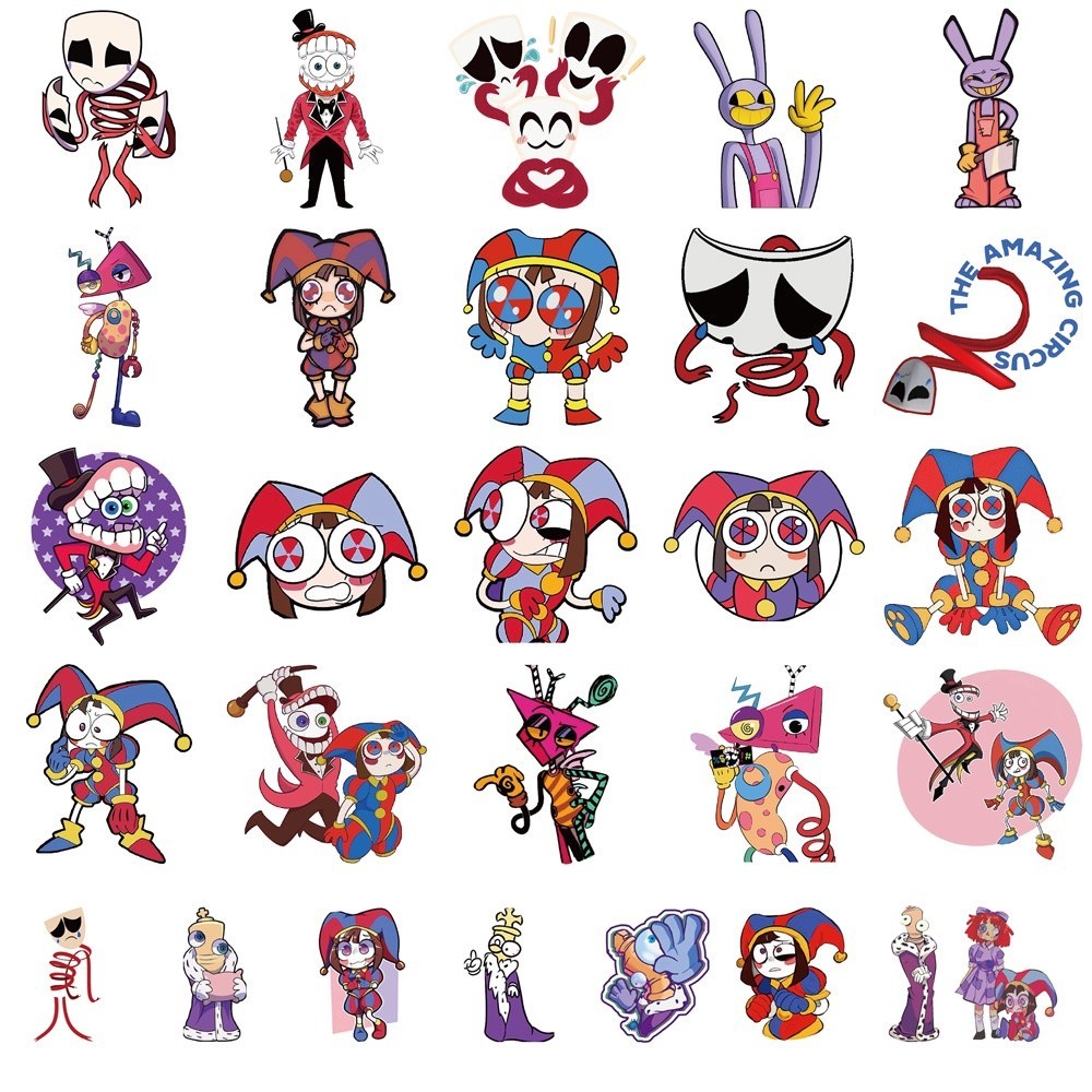 56pcs The Amazing Digital Circus Sticker Funny Pomni Cartoon Clown ...