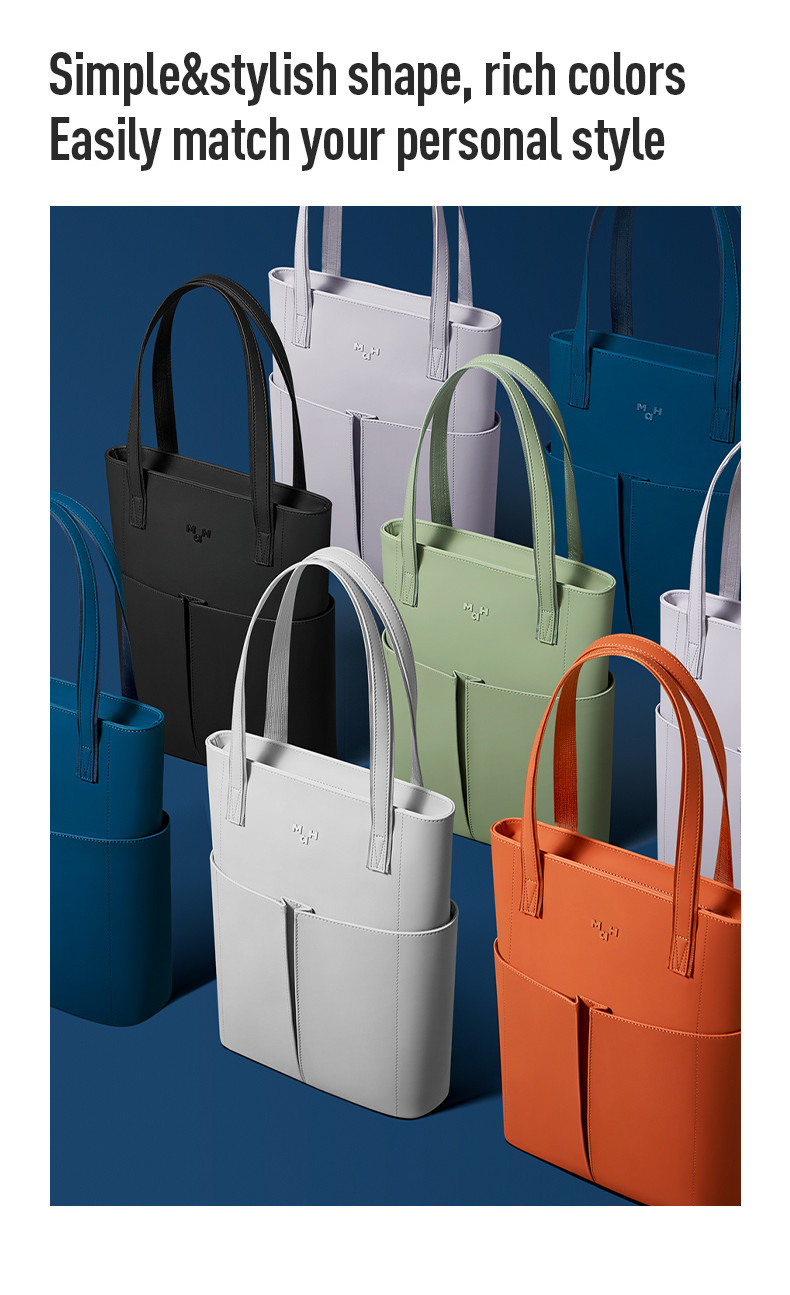 MAH 2812 Line PU Tote Bag with Waterproof Fabric Fashion Laptop Bag 14 ...