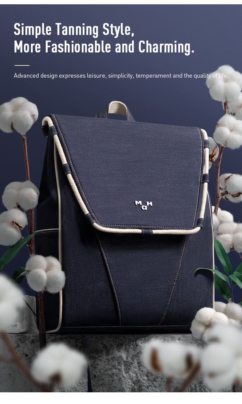 MAH Young Denim Women Laptop Backpack Korean Style Shoulder Bag Large ...