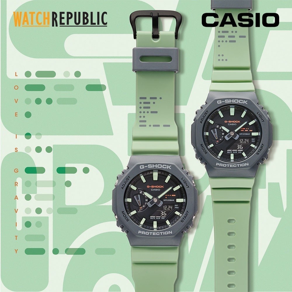 Casio G-Shock Green Digital Couple Watch For Unisex CLOV-22B-8ADR SET ...