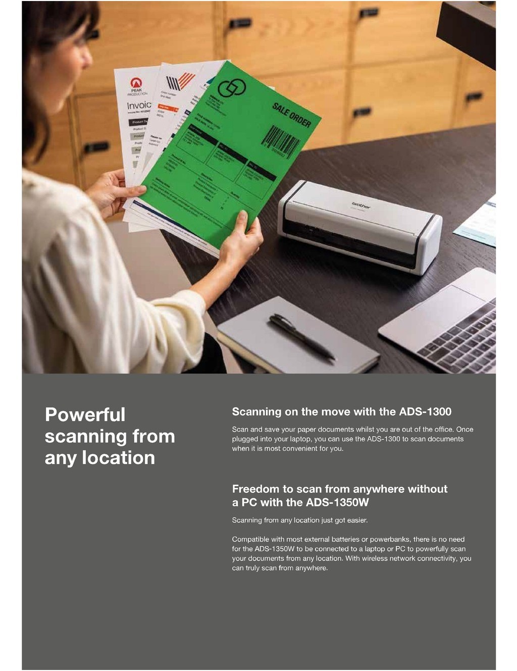 Brother ADS-1350W Portable Document Scanner ADS 1350 ADS1350 ADS1350W ...