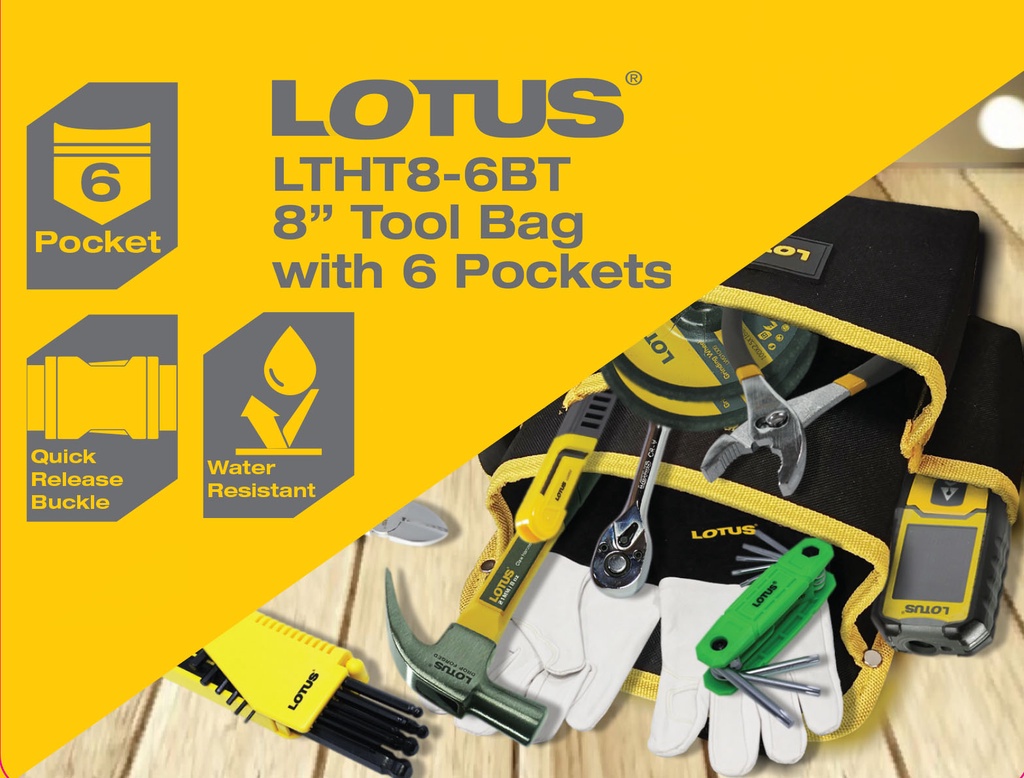 Lotus Tool Bag W/6 Pockets 8" LTHT8-6BT - Tool Organizer | Shopee ...