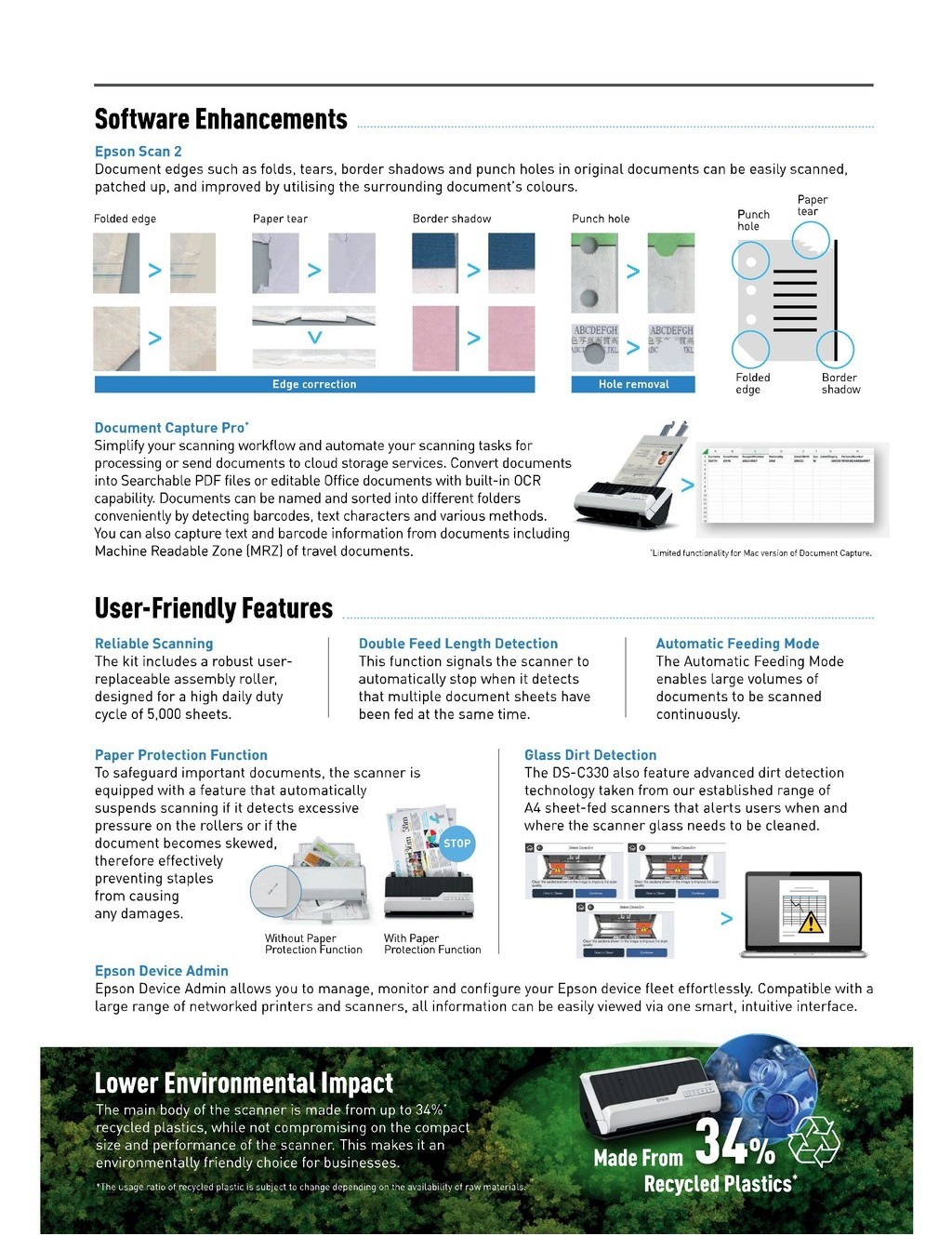 Epson WorkForce DS-C330 Portable Sheet-fed Document Scanner DS C330 ...