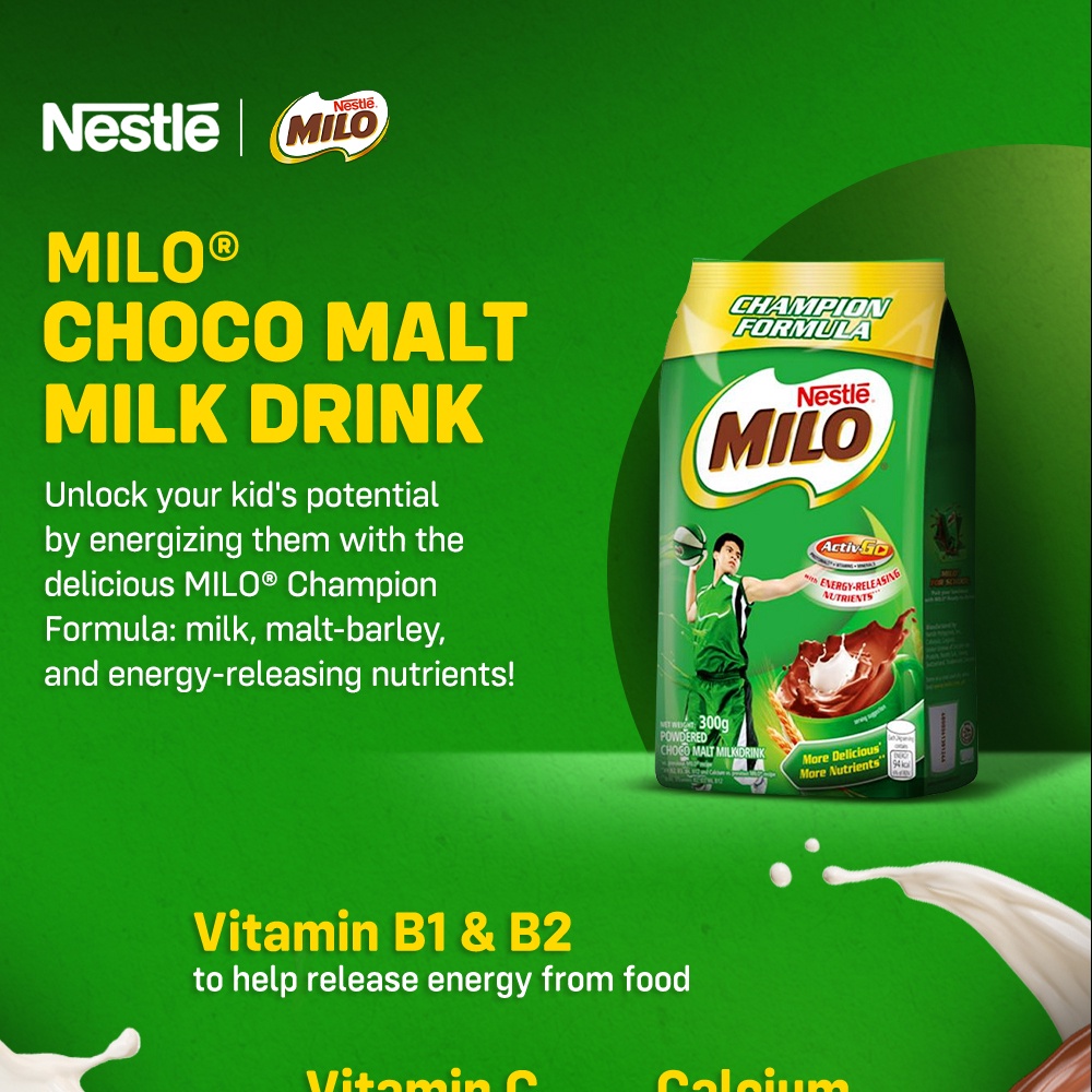 Milo Choco Powdered Milk Drink (24g x 12) + Bear Brand Powdered Milk ...