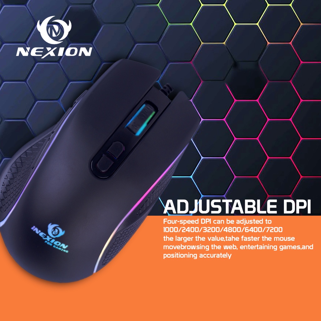 Nexion GM918 New Design RGB 7D Gaming Mouse Six Stage Dpi Ergonomic ...