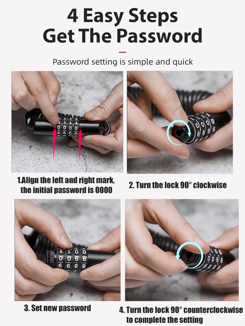 Local Delivery ROCKBROS Bicycle Lock Anti-theft Cycling Password Lock ...