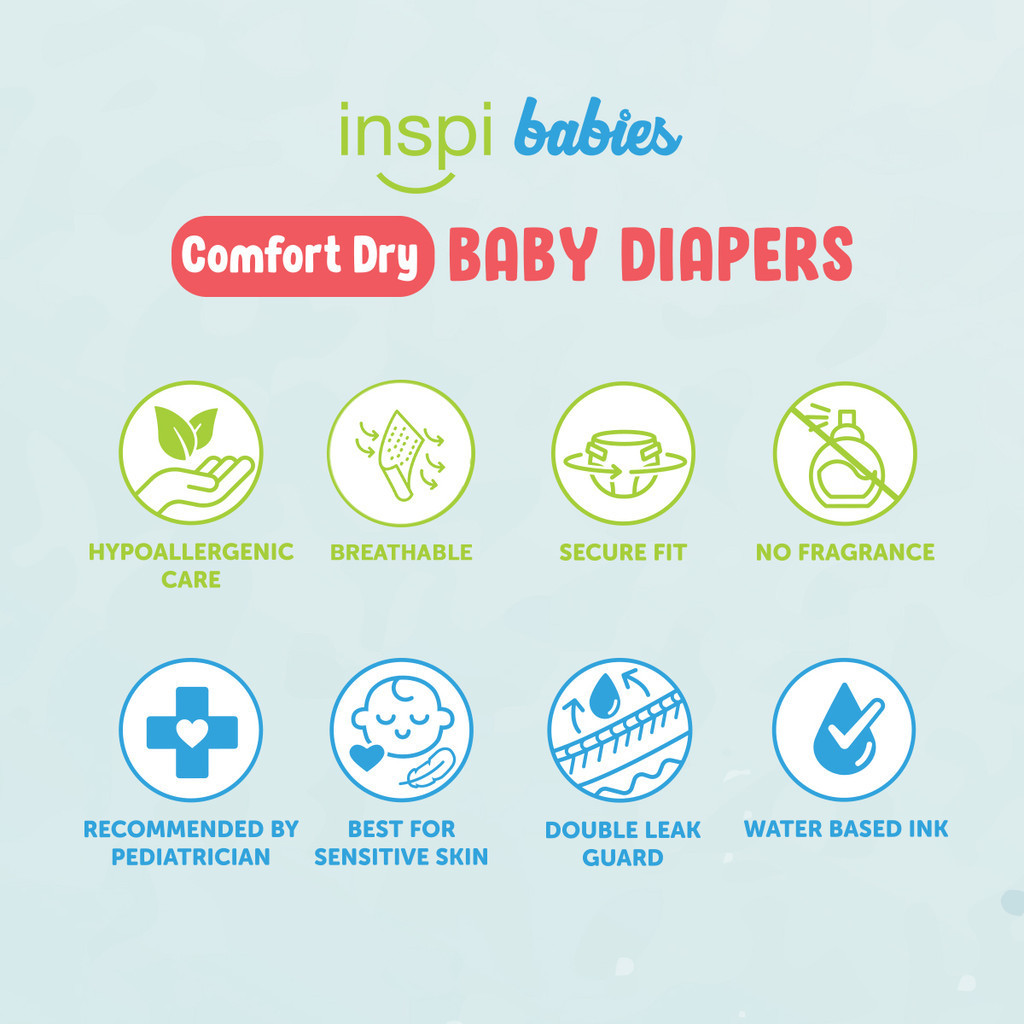 INSPI Babies Comfort Dry Baby Diaper for Baby Taped Newborn - Large ...