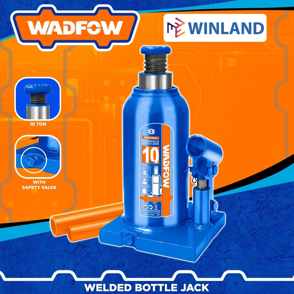 Wadfow by Winland Hydraulic Welded Bottle Jack 10 Ton With Safety Valve ...