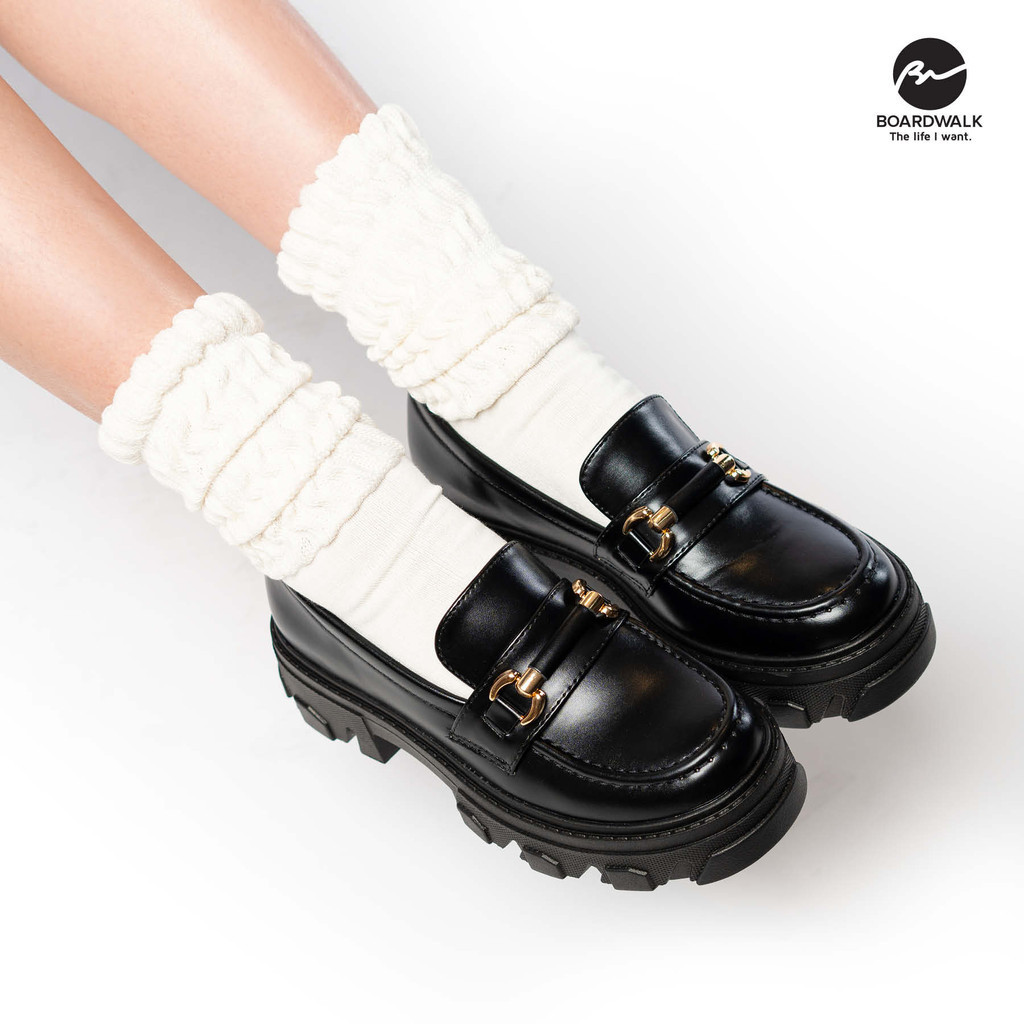 Boardwalk Elan Black and Beige Platform Loafers Shoes | Shopee Philippines