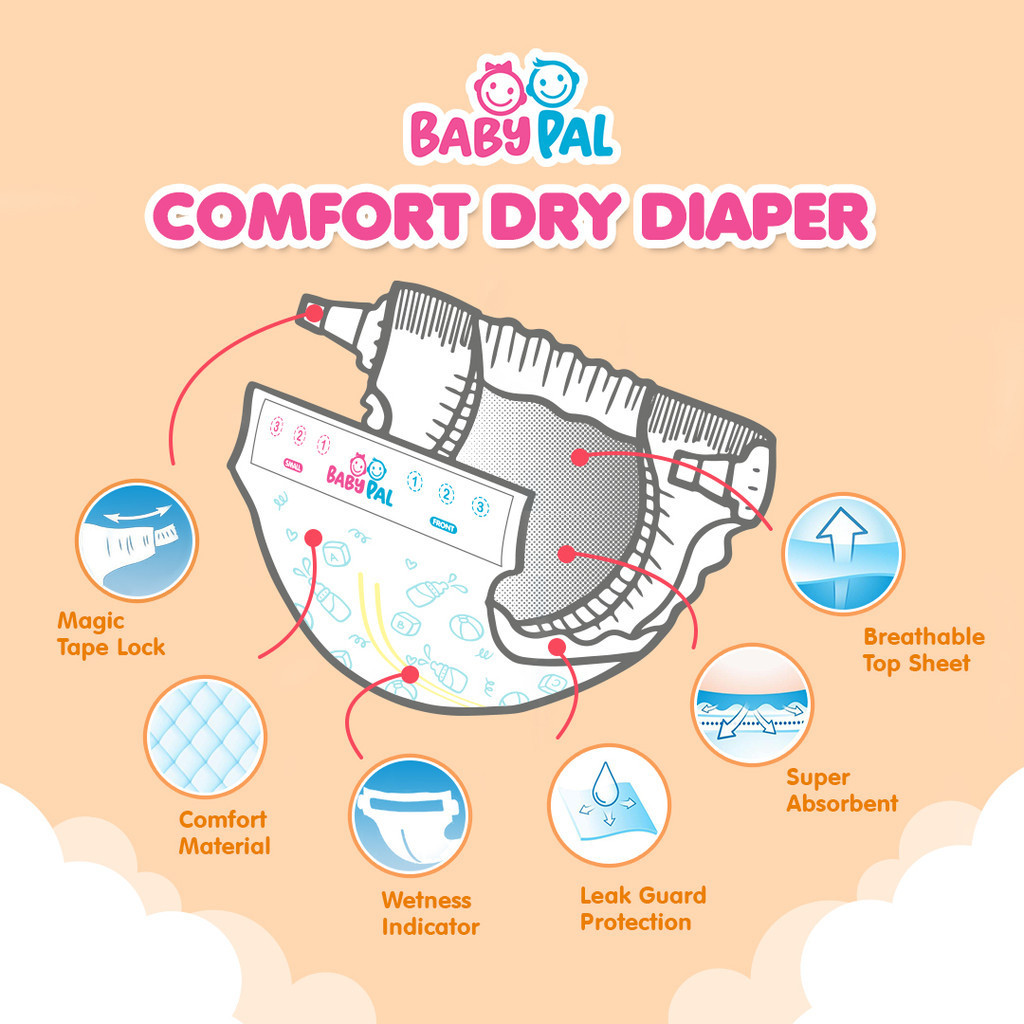 BabyPal Comfort Dry Diaper for Baby Taped Newborn to Large Pack of 1 ...