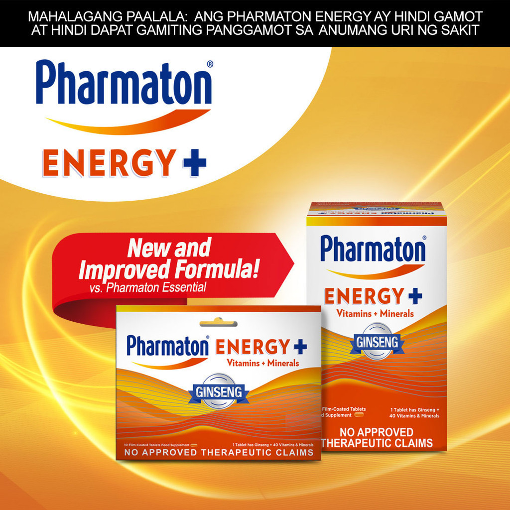 Pharmaton Energy+ with Ginseng (plus Vitamins & Minerals) - 10 Tablets ...