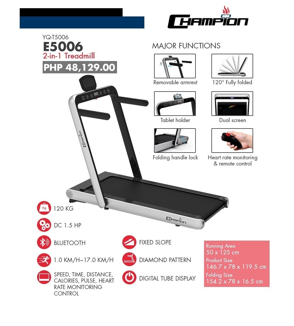 Toby's Sports Champion E Equipment Treadmill Motorized E5006 | Shopee Philippines
